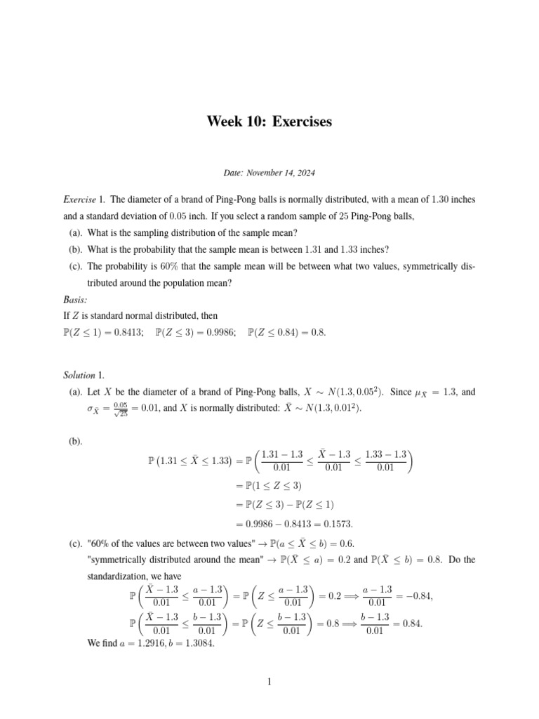 Week10 Exercise Solution | PDF | Statistical Inference | Statistical Models