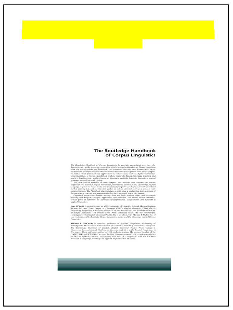 The Routledge Handbook of Corpus Linguistics 2nd Edition Anne O Keeffe ...