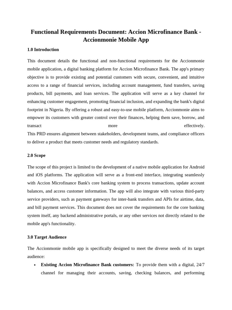 Functional Requirements Document Accionmonie | PDF | Debit Card | Microfinance