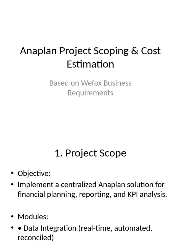 Anaplan Project Scoping Wefox Final | PDF