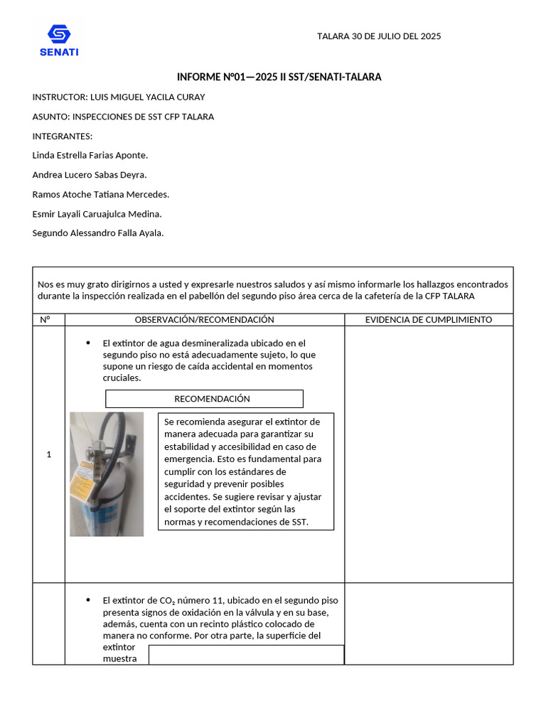 INFORME_de_inspección_SST itse | PDF