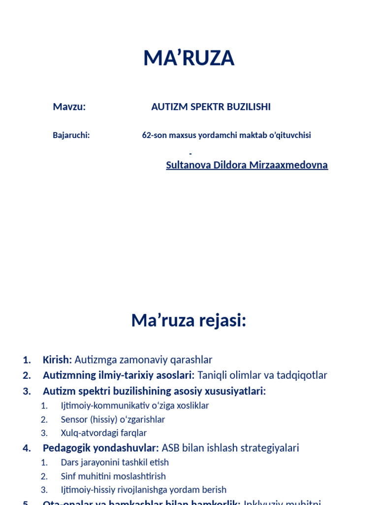 MA'RUZA | PDF