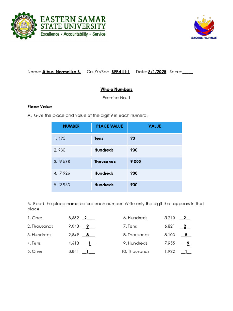 Whole Numbers Math Exercises | PDF | Chess Openings | Arithmetic