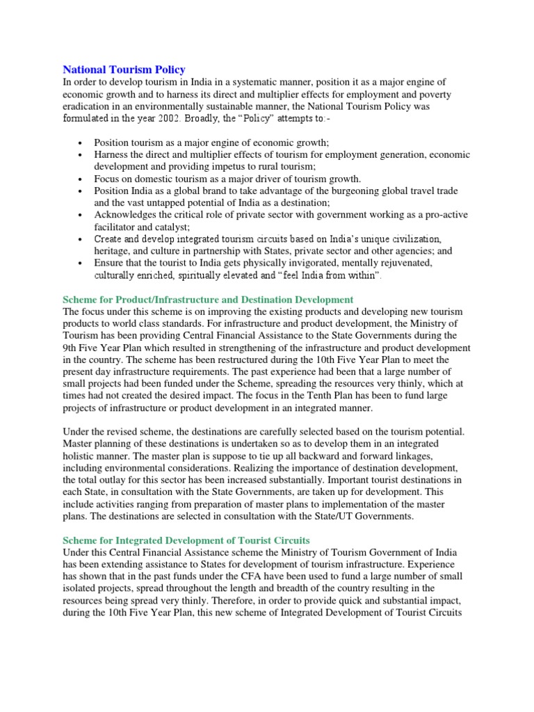 National Tourism Policy | PDF | Public–Private Partnership | Tourism