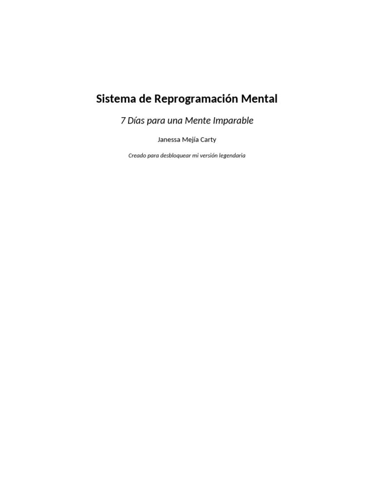 Cuaderno 7 Dias Reprogramacion Mental Janessa | PDF