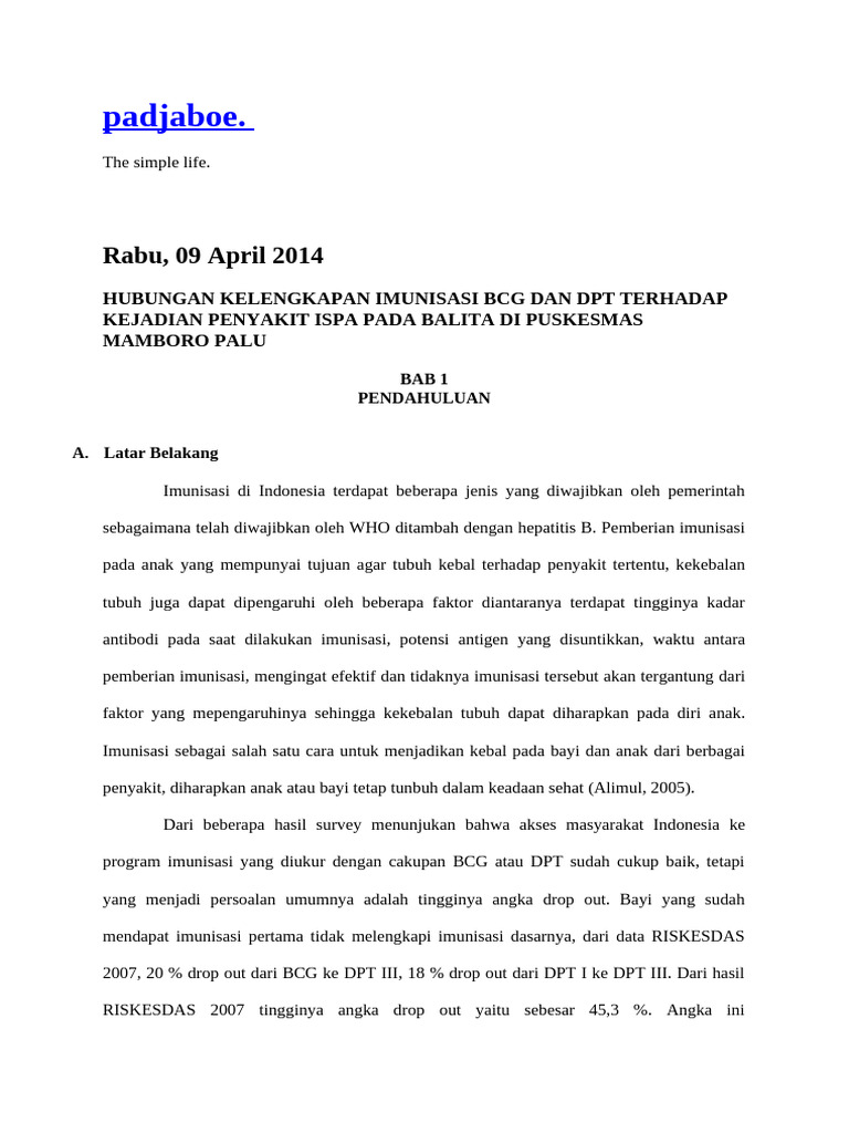 Imunisasi BCG Dan PDT Untuk Ispa | PDF