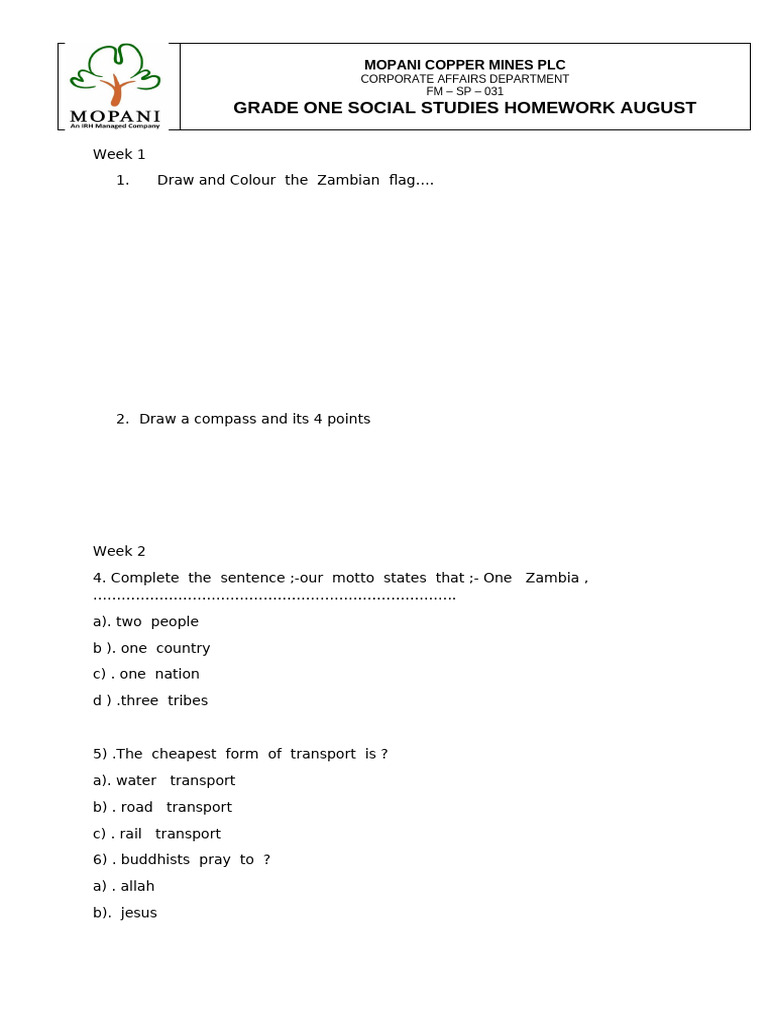 Social Studies Homework | PDF