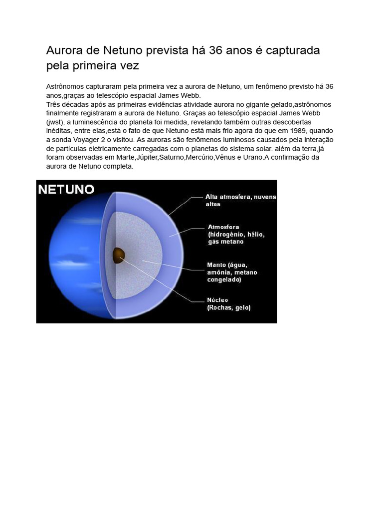 o Que o Sistema Solar Ajuda a Terra Netuno | PDF