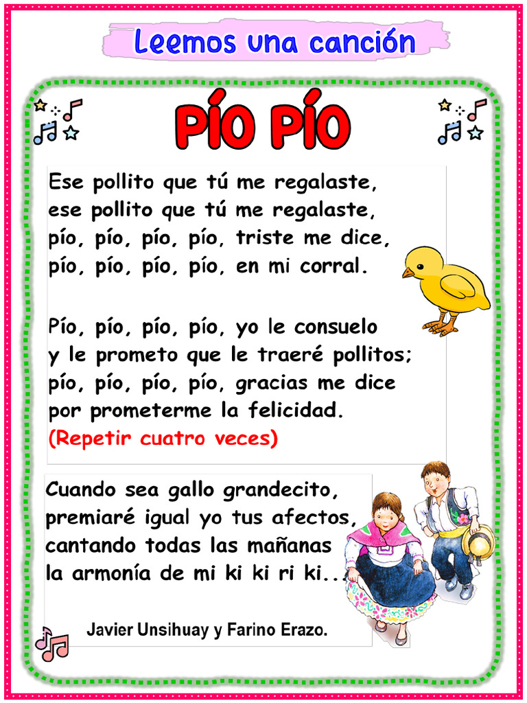 Canciones infantiles: Pío, pío, pío | PDF