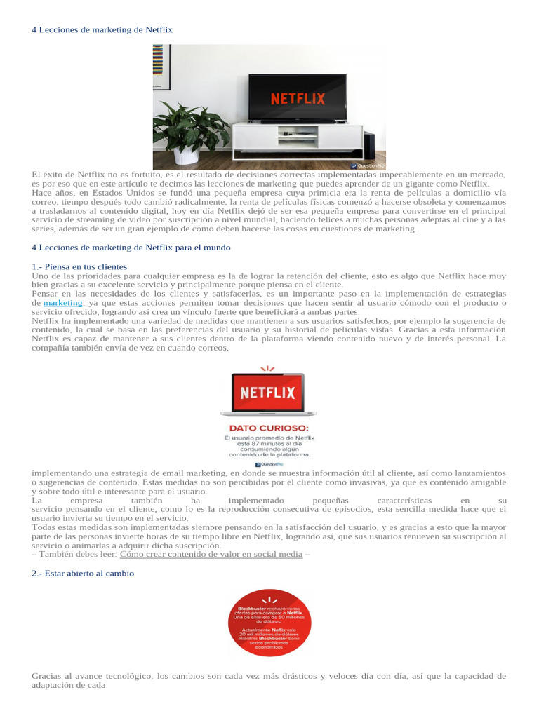 Lecciones de marketing de Netflix | PDF | Netflix | Producto (Negocio)
