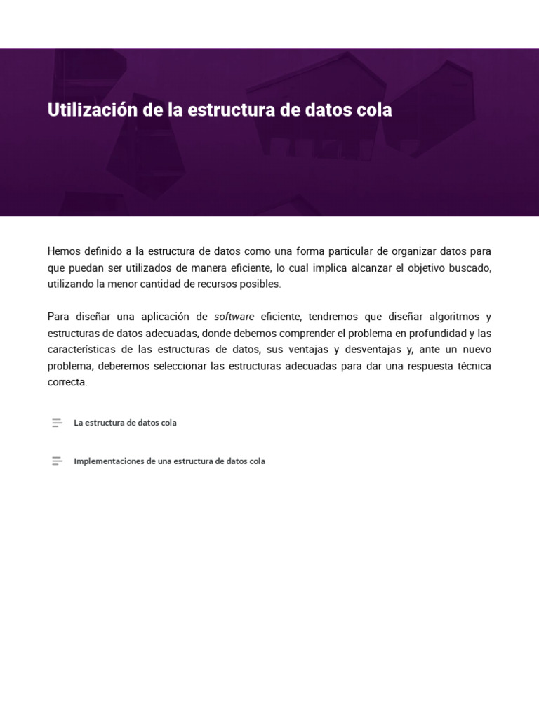 Estructura de Datos Cola: Definición y Uso | PDF | Cola (tipo de datos ...