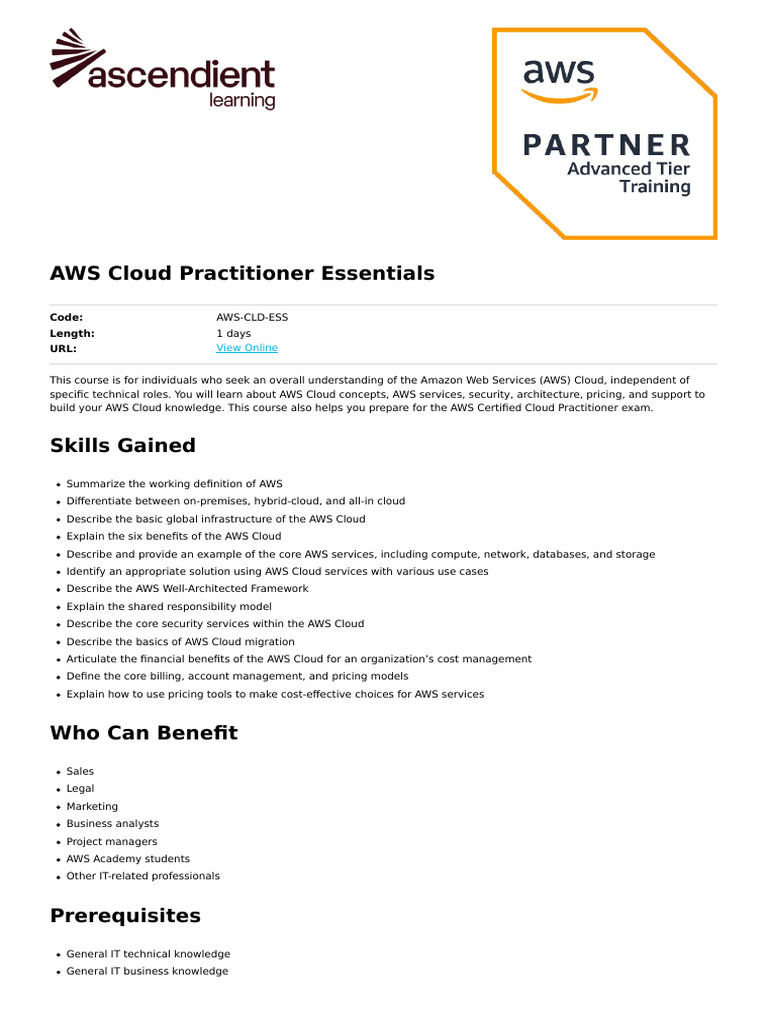AWS Cloud Practitioner Essentials Course | PDF | Cloud Computing ...