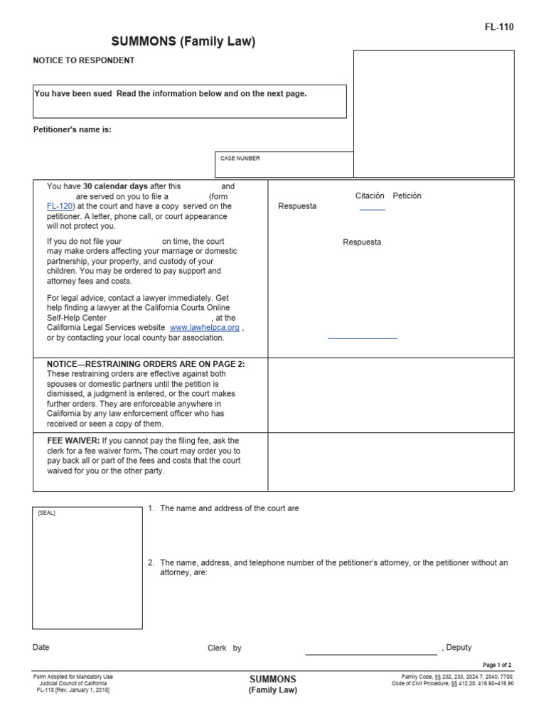 FL 110 Summons | PDF | Justicia | Crimen y violencia