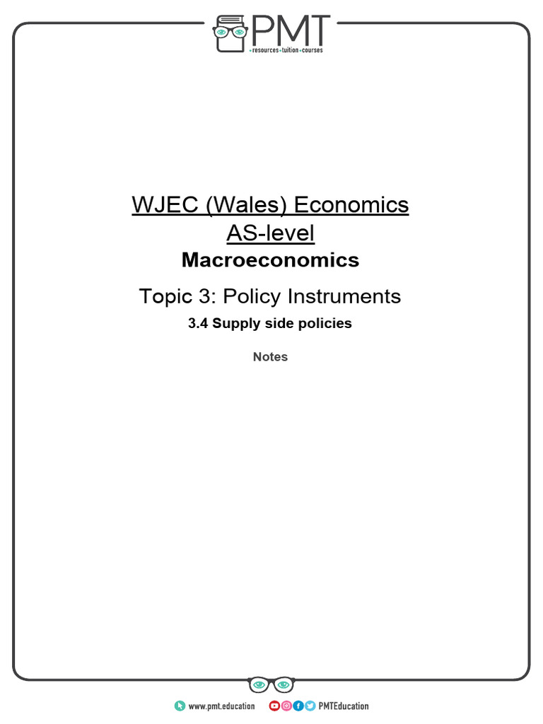 D) Supply Side Policies | PDF | Labour Economics | Supply Side Economics