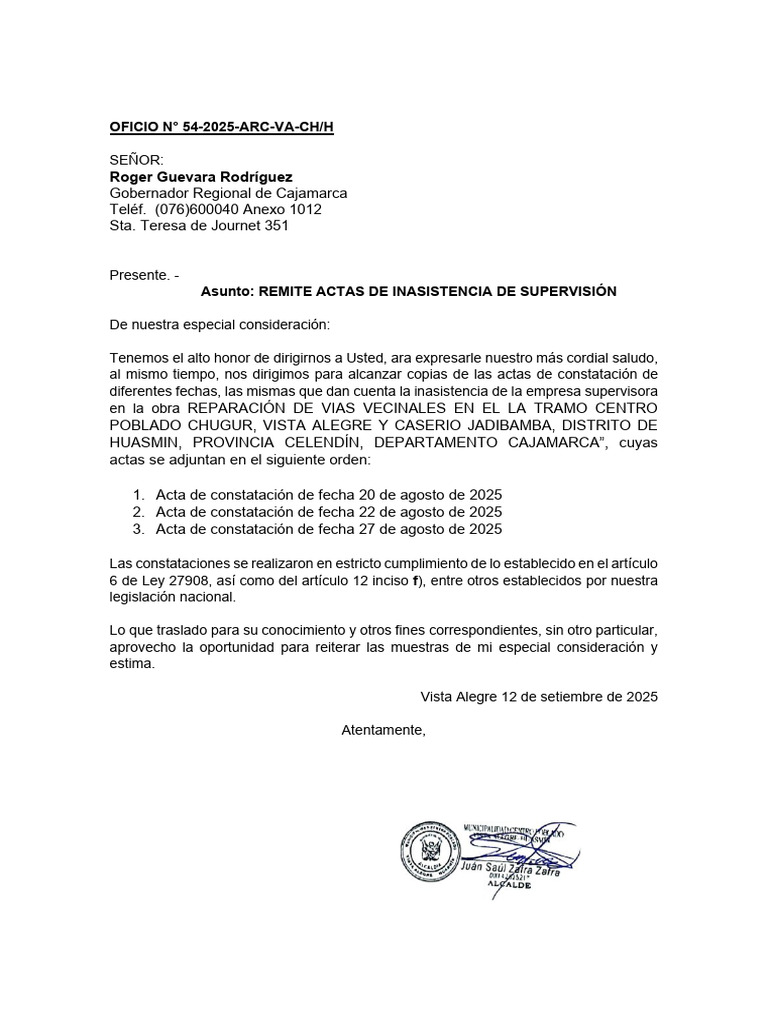 Oficio 54 Actas de Constatación | PDF