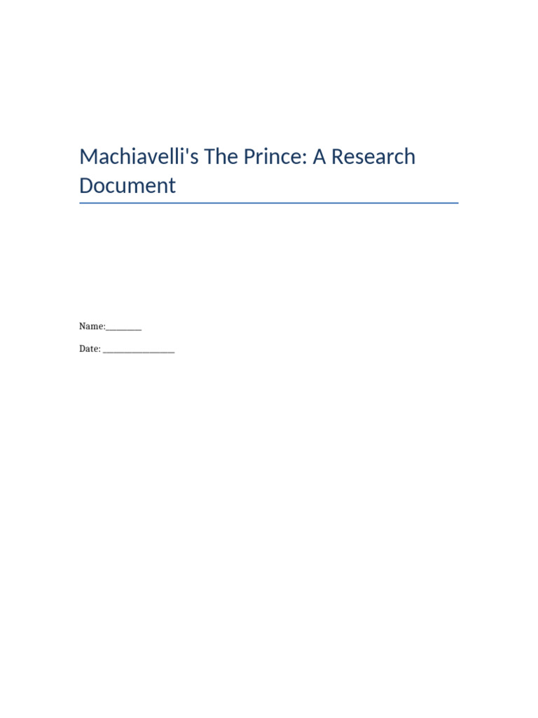 Machiavelli The Prince Research Extended | PDF | The Prince | Niccolò ...