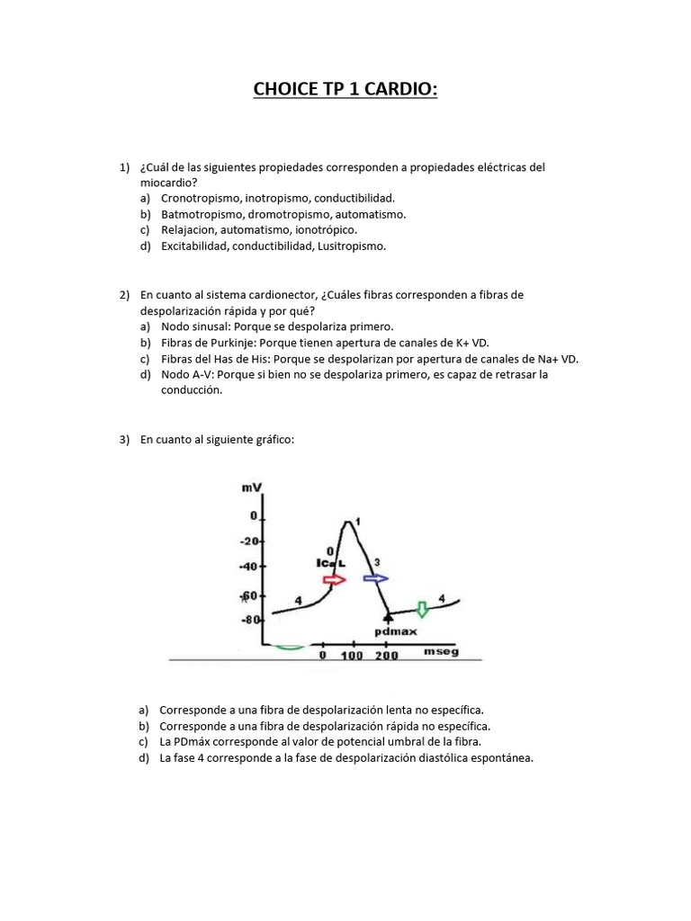 CHOICE TP 1 CARDIO | PDF | Fisiología | Sistema cardiovascular