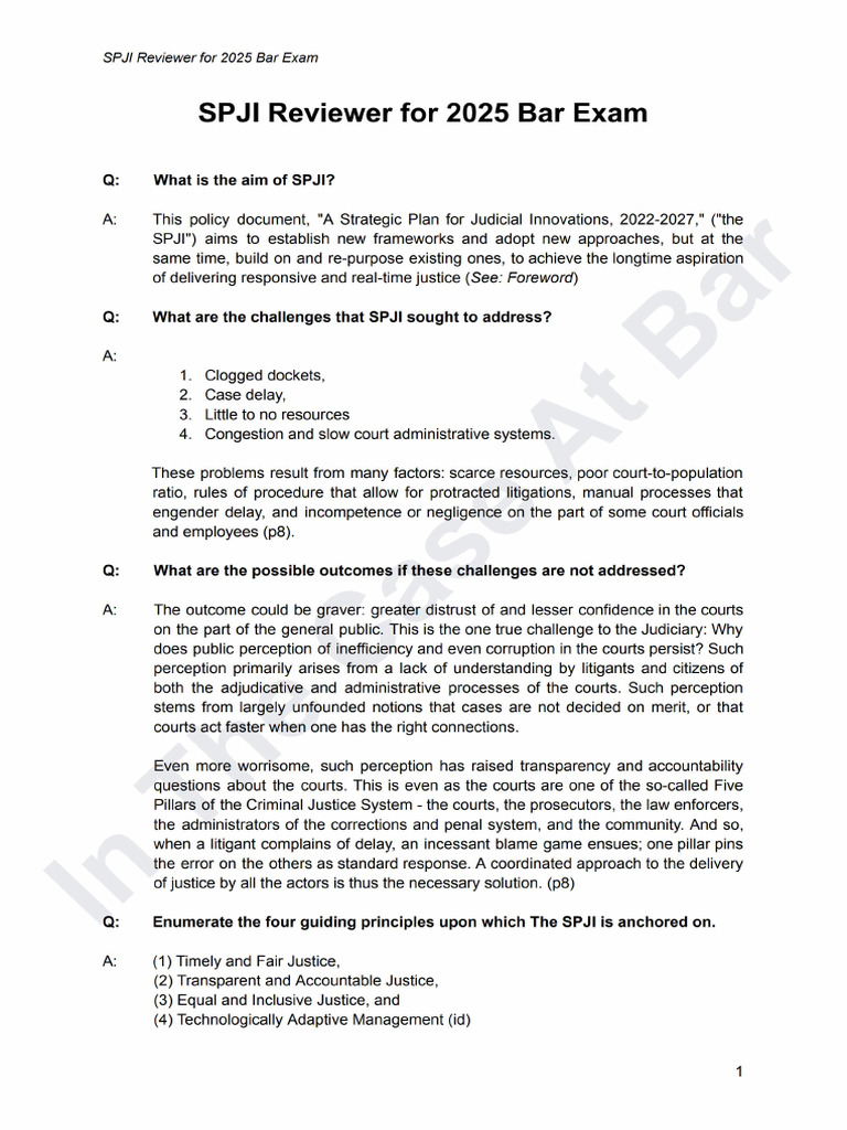SPJI Reviewer For 2025 Bar Exam | PDF