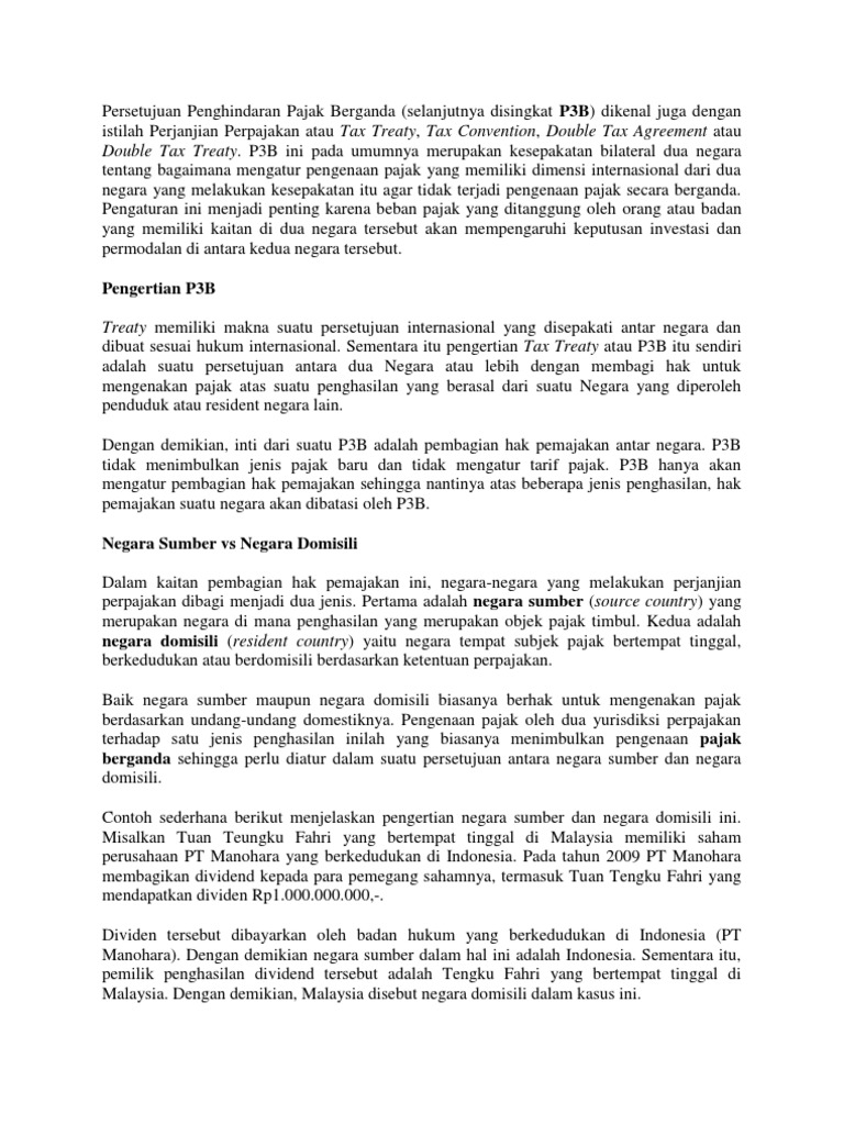 Persetujuan Penghindaran Pajak Berganda | PDF