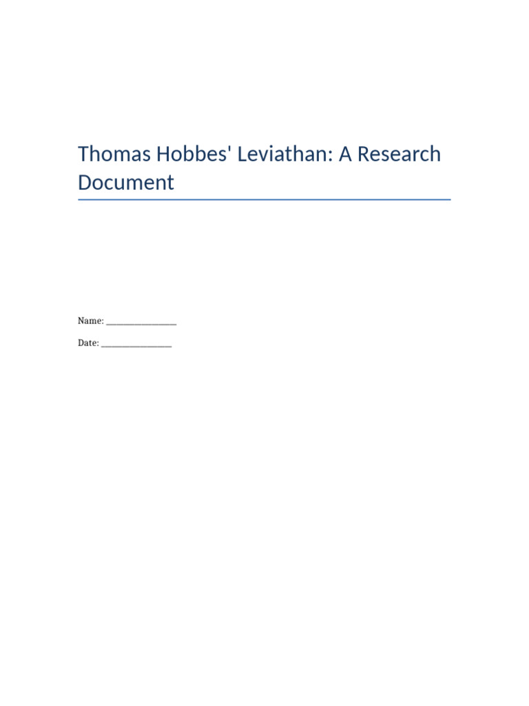 Hobbes' Leviathan: Authority and Human Nature | PDF | Social Contract ...