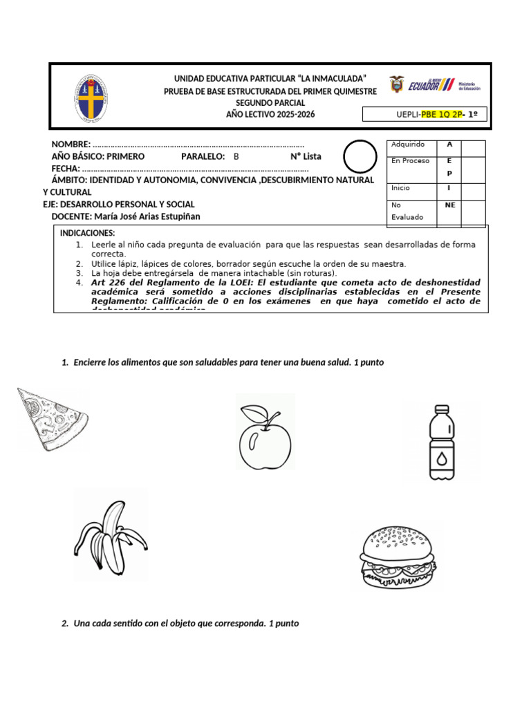 Examen 2 Parcial 2024 Maria Jose Arias | PDF | Lápiz