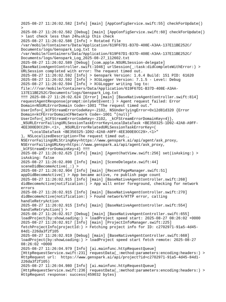 Genspark Log 2025-08-28 145041 | PDF | Computing | Computer Data