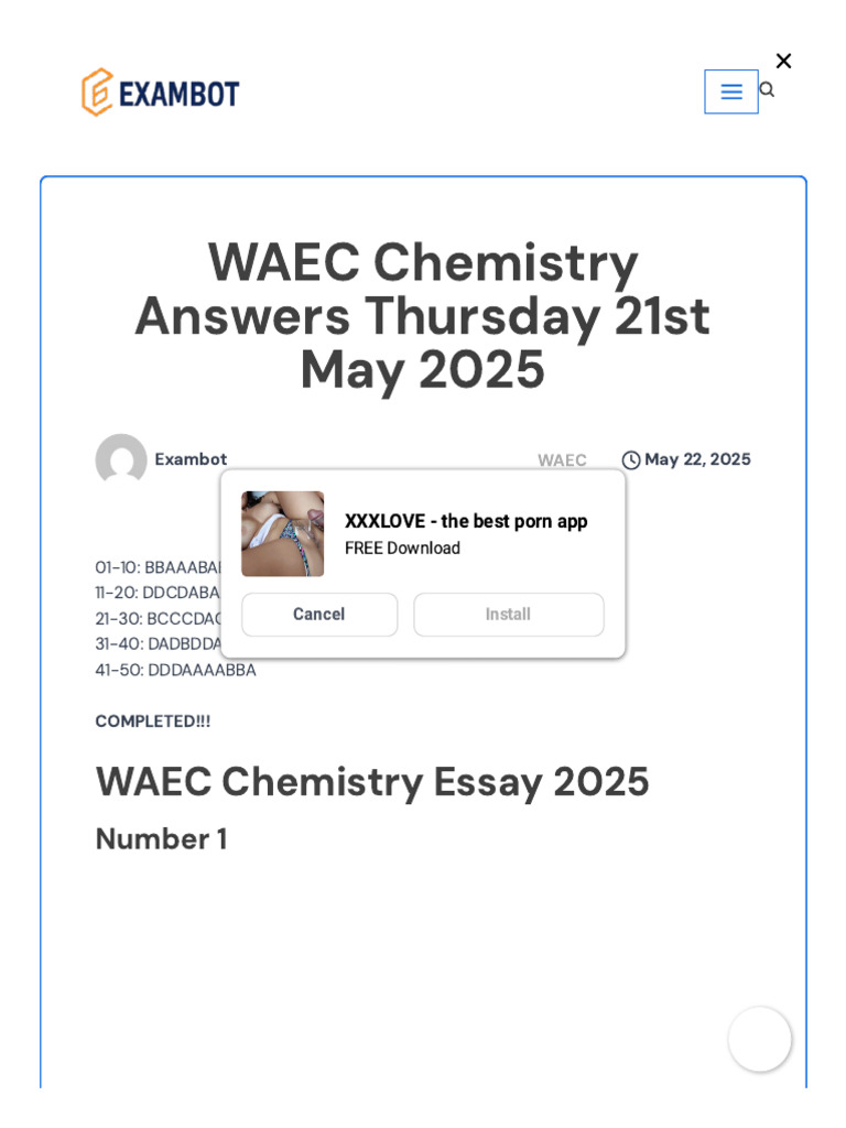WAEC Chemistry Answers May 2025 | PDF