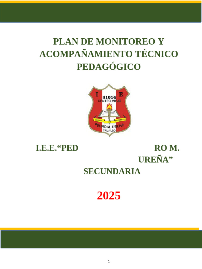 Plan de Monitoreo Secundaria Pmu 2025 Okok (3) | PDF | Maestros | Educación primaria