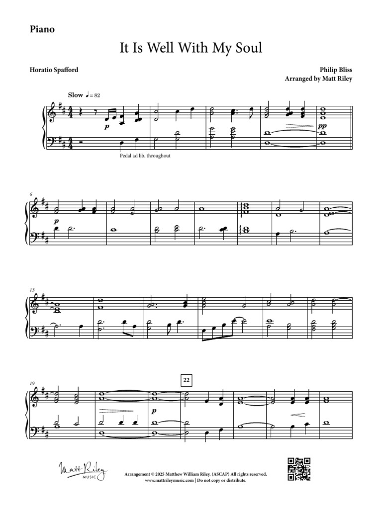 Piano Arrangement of "It Is Well" | PDF