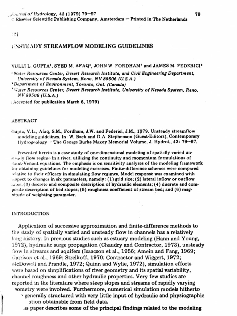 Unsteady Streamflow Modeling Guidelines | PDF | Discharge (Hydrology ...