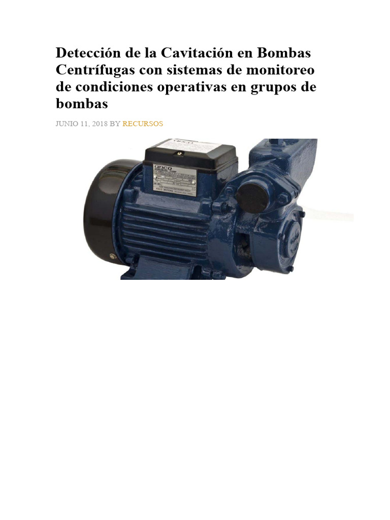 Analisis de Cavitacion de Bombas Es - 4168 | PDF | Bomba | Ingeniería ...