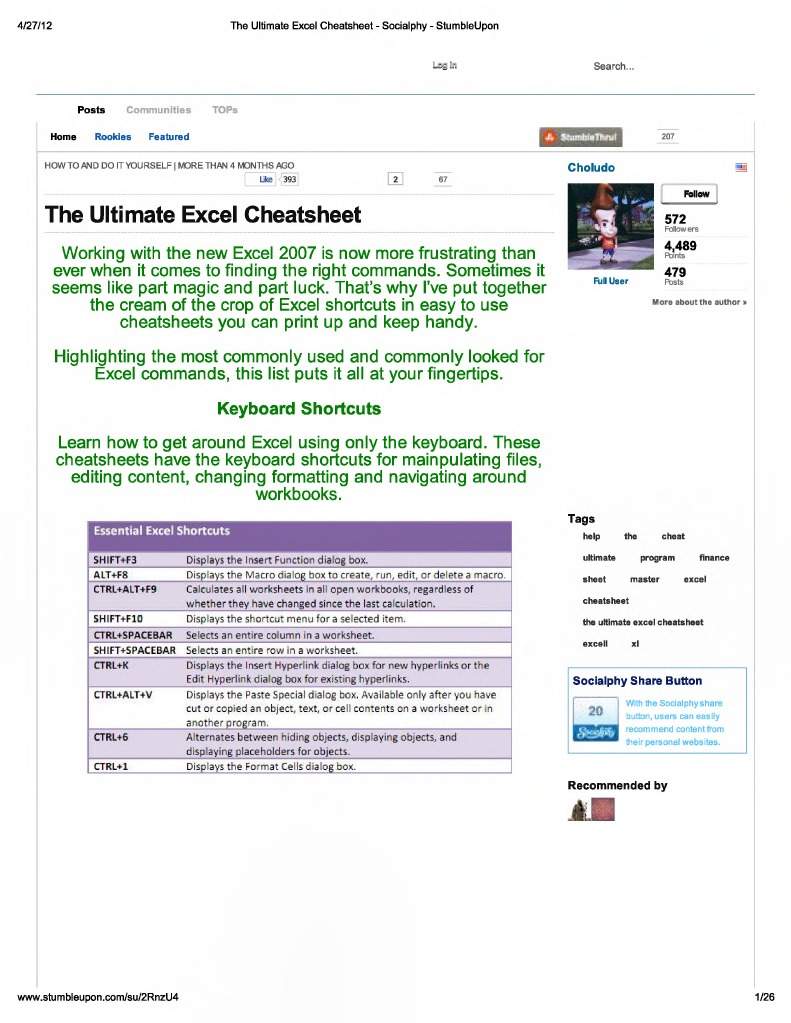 The Ultimate Excel Cheatsheet Pdf 