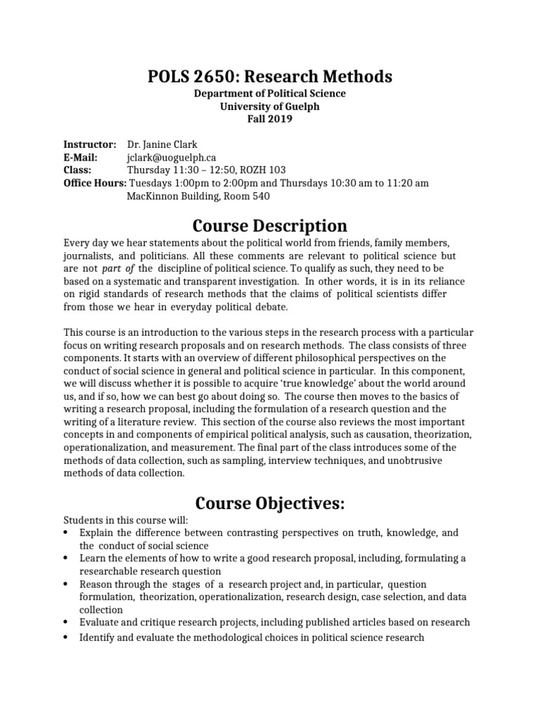 Political Science Research Methods Course | PDF | Lecture | Methodology