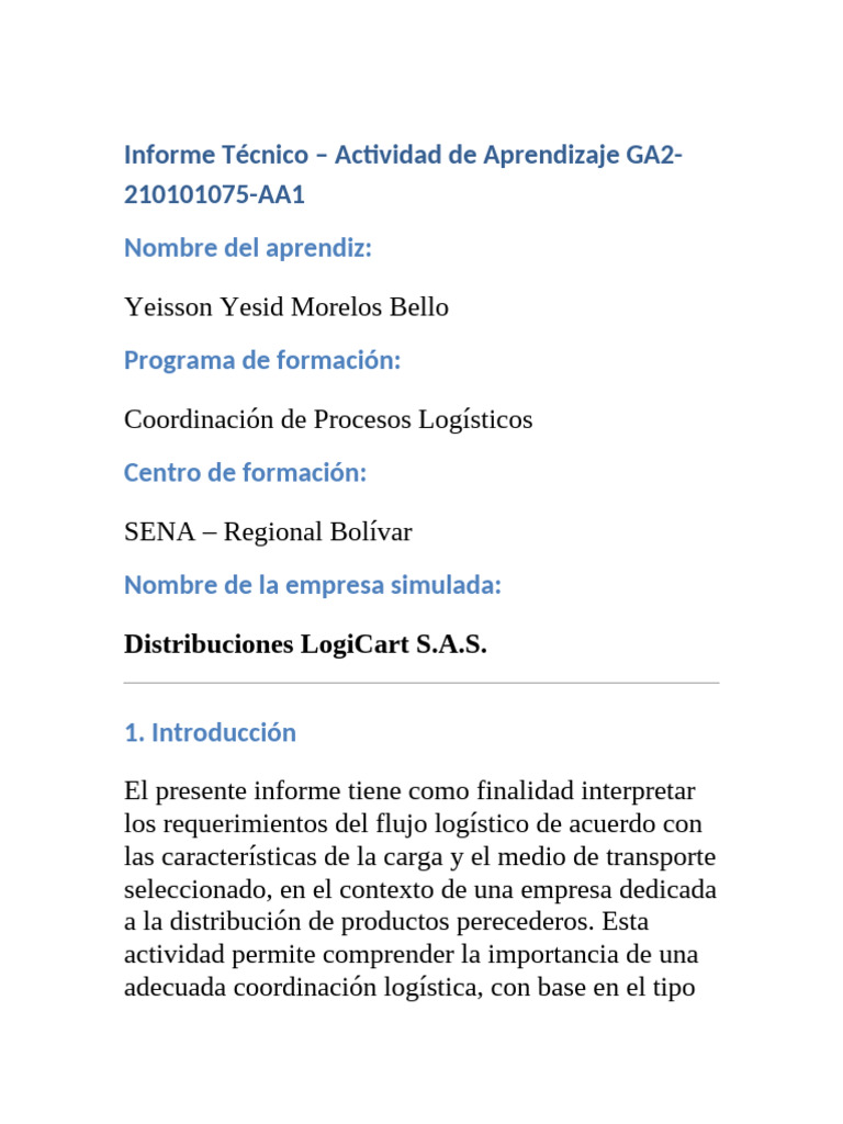 GA2-210101075-AA1 Flujo Logistico Yeisson | PDF | Logística | Transporte