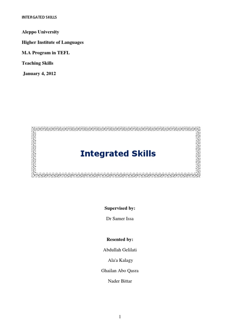 Integrating The Four Skills | PDF | English As A Second Or Foreign ...
