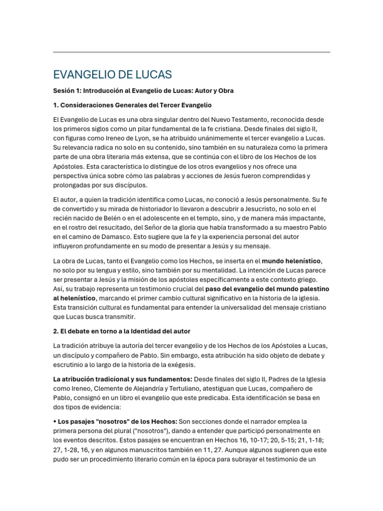 El Evangelio de Lucas: Contexto y Autoría | PDF | Jesús | Evangelio De ...