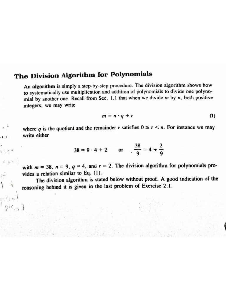 Division of Polynomial | PDF