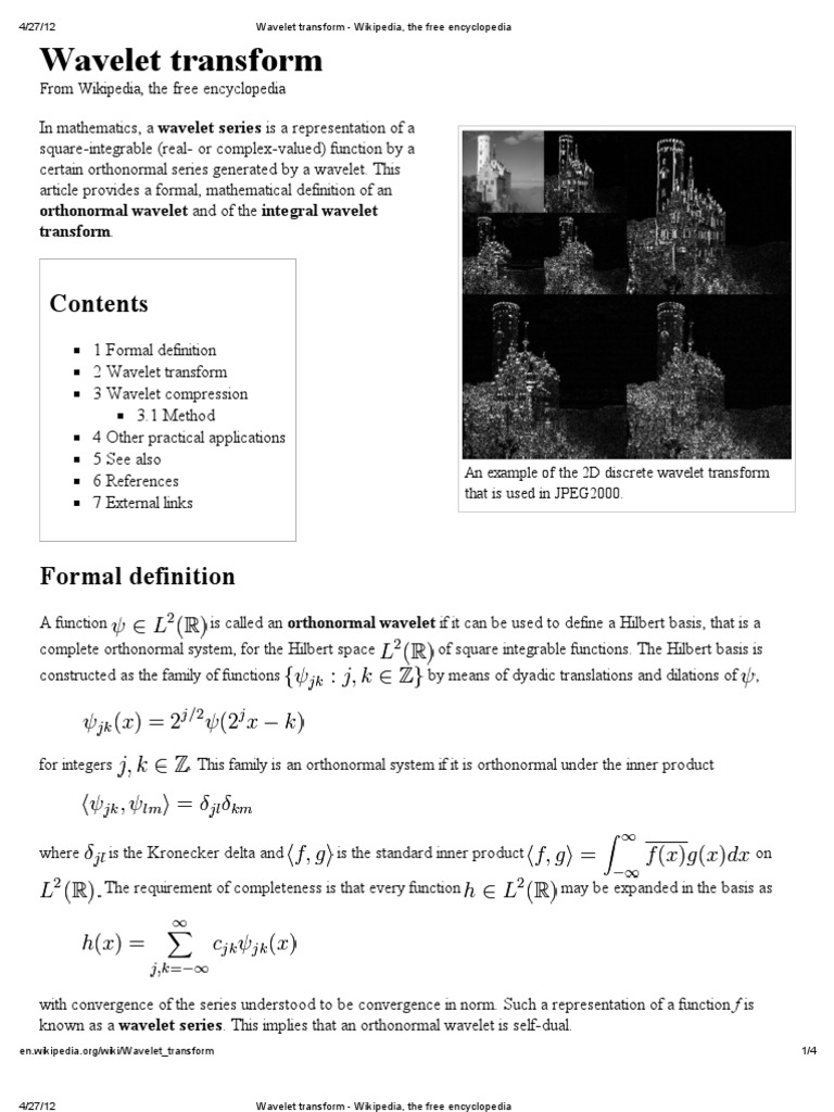 Wavelet Transform | PDF | Data Compression | Algorithms