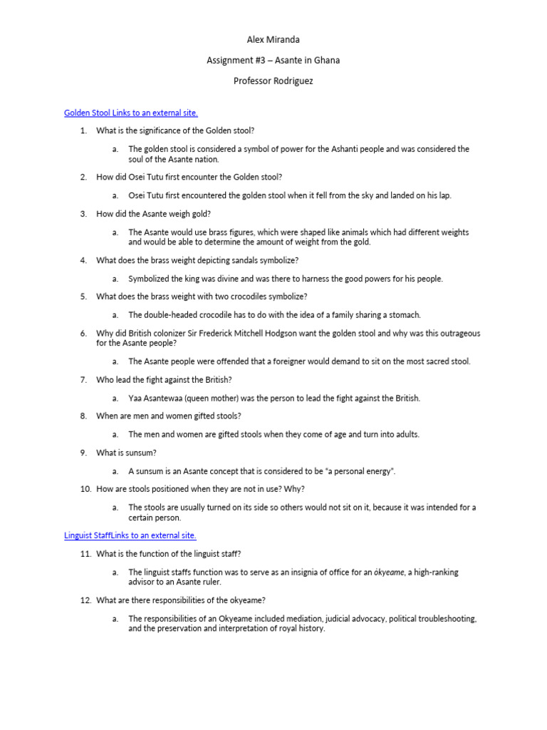 Assignment 3 - Asante in Ghana | PDF
