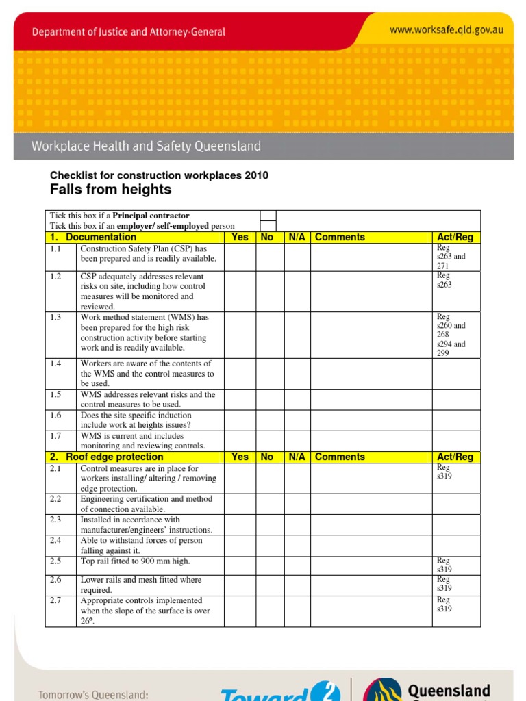 Falls Checklist | PDF | Scaffolding | Business