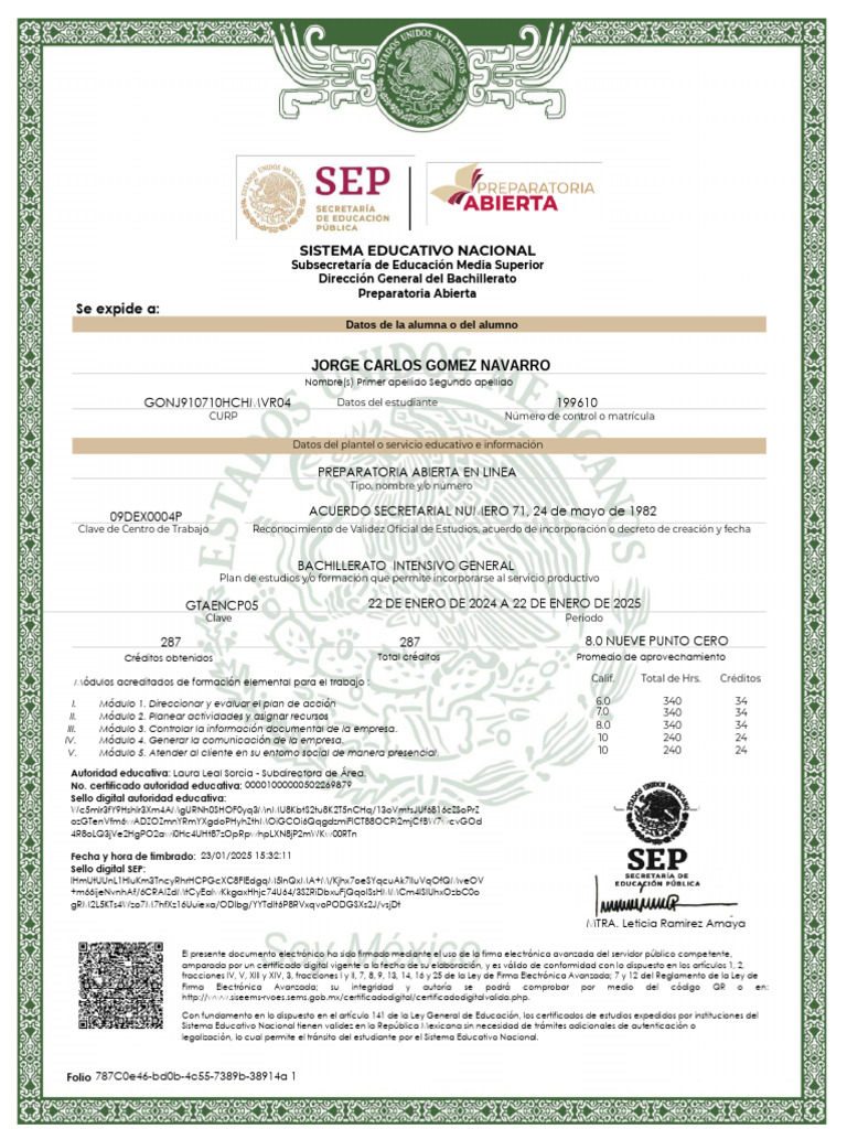 Certificado Prepa | PDF