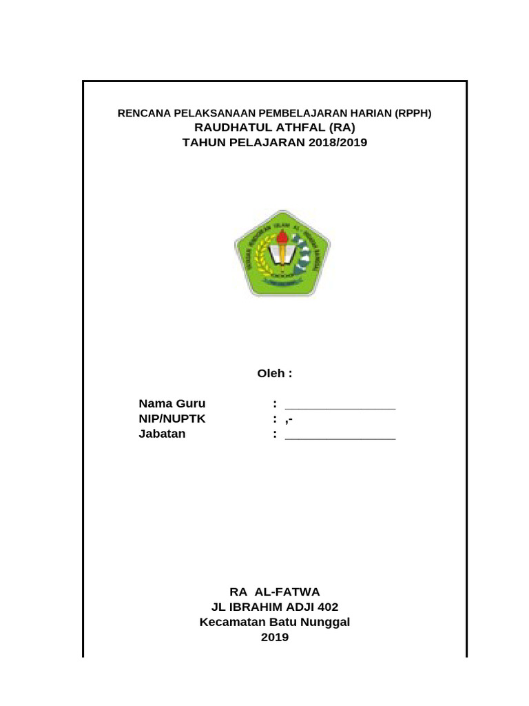 RPPH Alat Komunikasi untuk RA 2018 | PDF