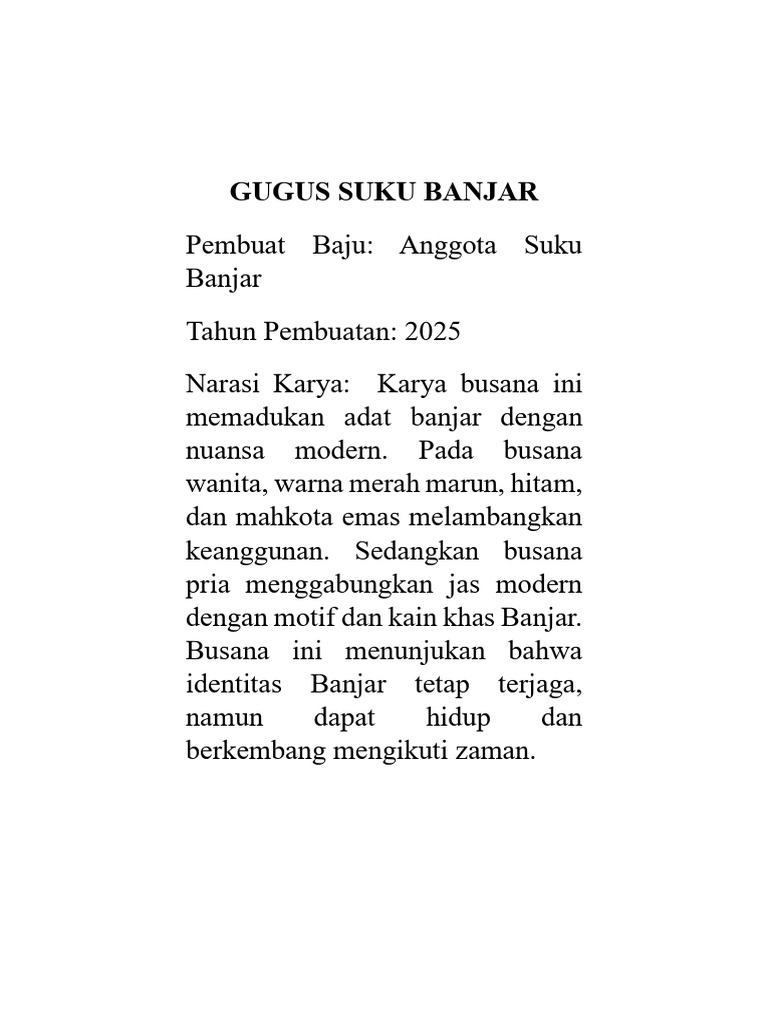 Narasi Gugus Suku Banjar | PDF