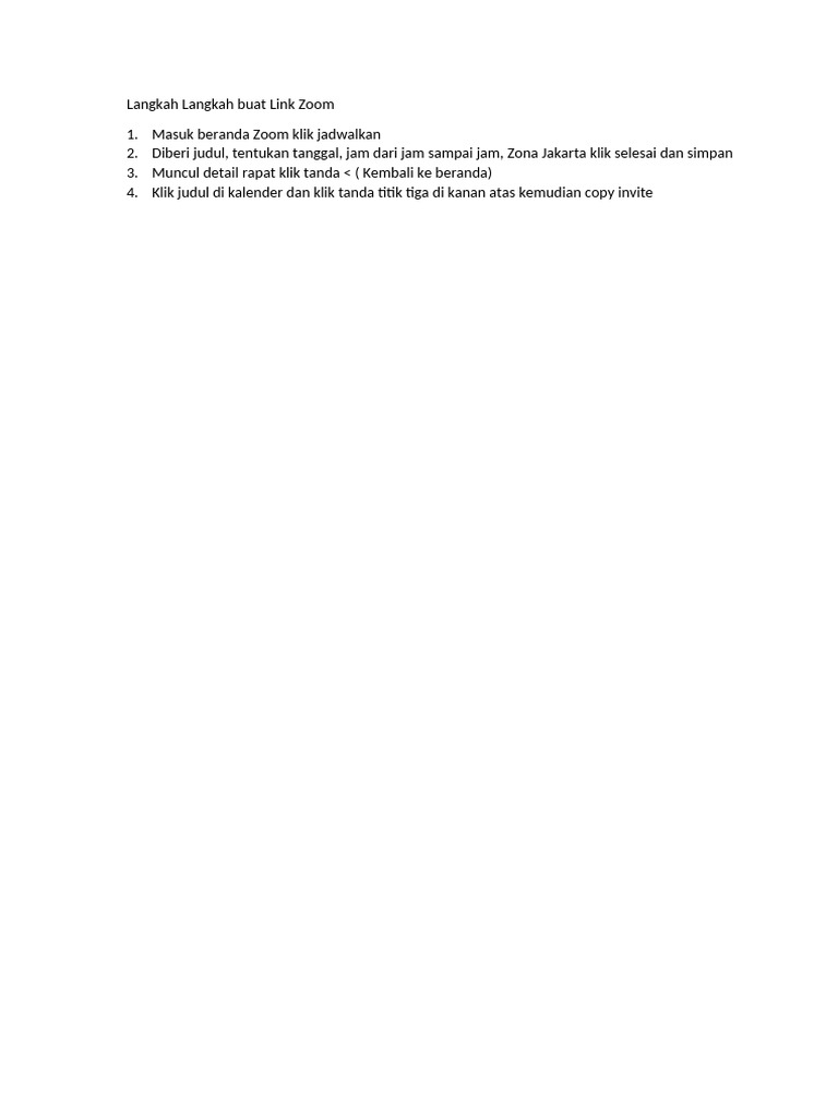 Langkah Langkah Buat Link Zoom | PDF