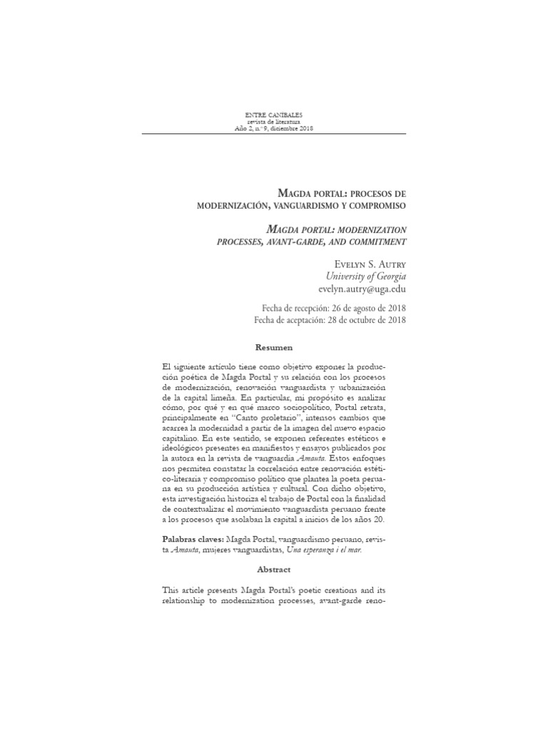 Magda Portal: Vanguardismo y Modernidad | PDF | Vanguardia | Perú