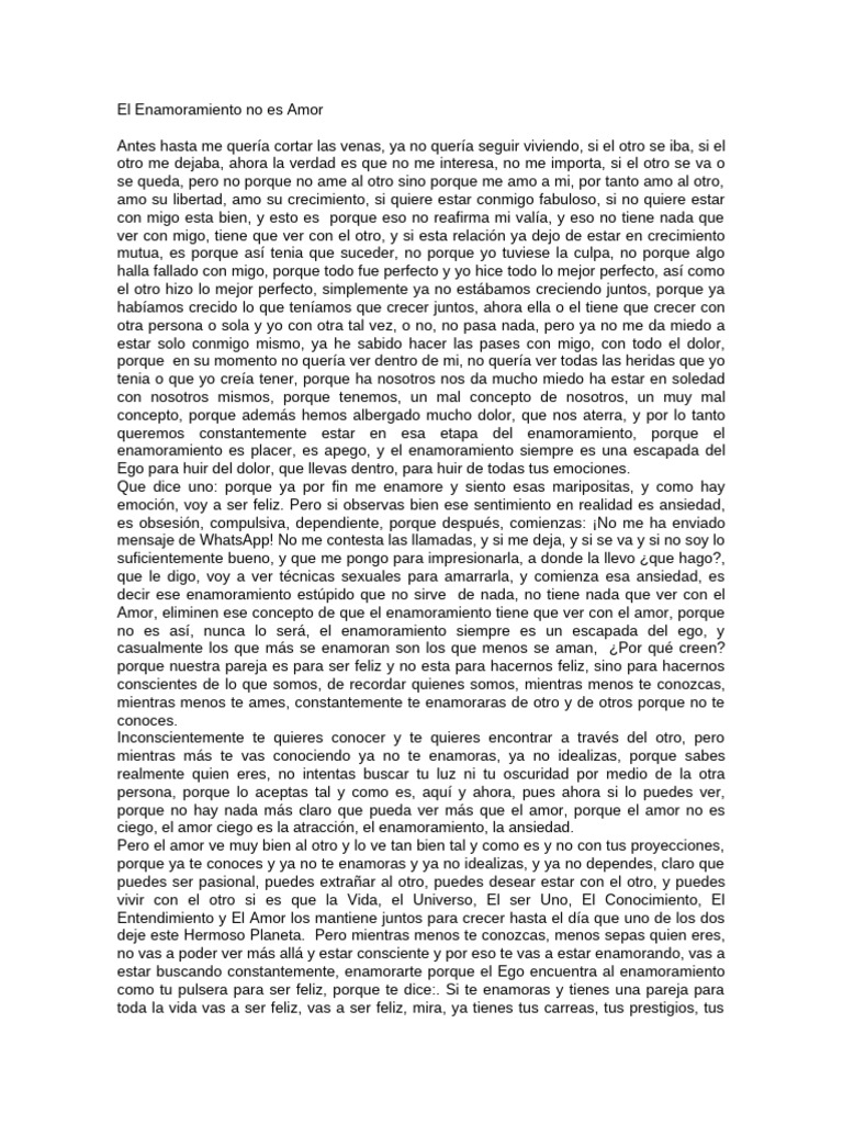 El Enamoramiento vs. Amor Verdadero | PDF | Amor | Felicidad