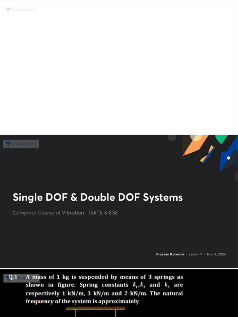 Single DOF Double DOF Systems With Anno | PDF