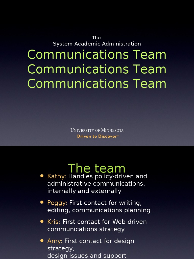Communications Team Communications Team Communications Team: System ...