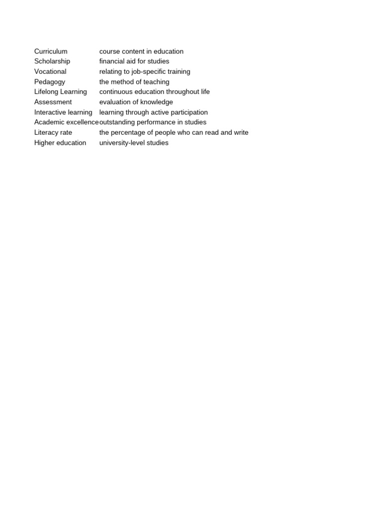 Education Terms and Concepts Explained | PDF