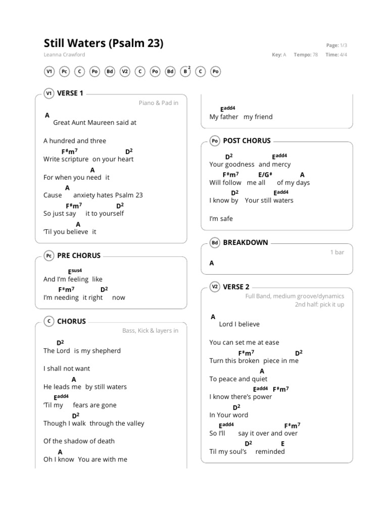 Still Waters Psalm 23 Leanna Crawford Still Waters.A | PDF | Musical Forms